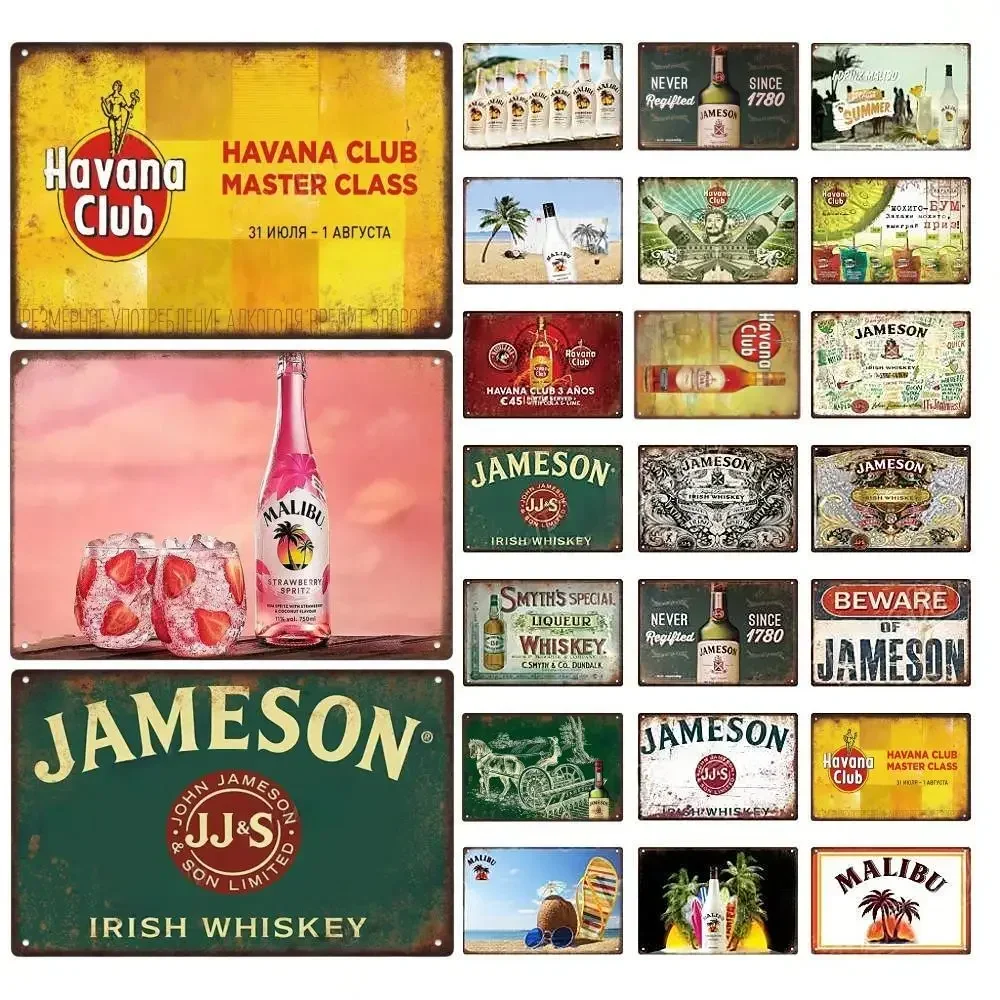 Vintage-HAVANA-CLUB-JAMESON-Beer-Brand-Metal-Tin-Sign-Decorative-Plaque ...