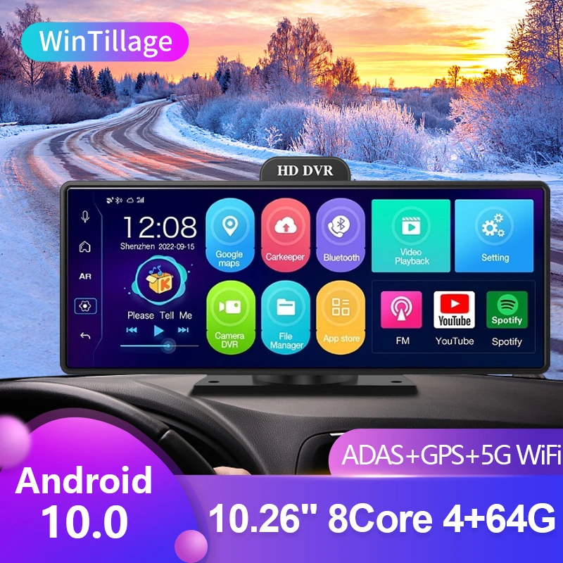 Cámara de salpicadero Dvr para coche, DashCam con Android 10,0, 8 núcleos, 4G + 64G, ADAS, GPS ...