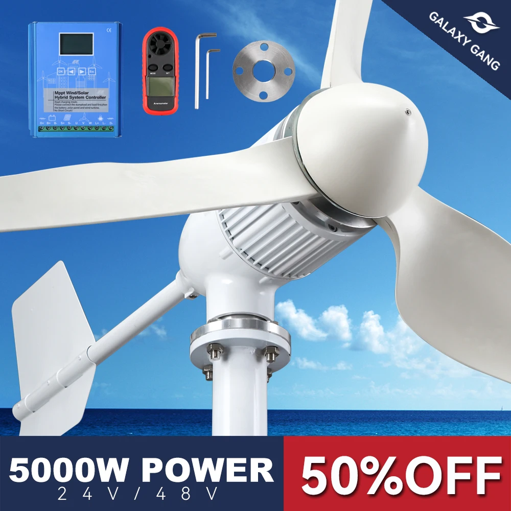 Wind Turbine Electric Power Generator Household 5kw 24V 48V Free Energy ...