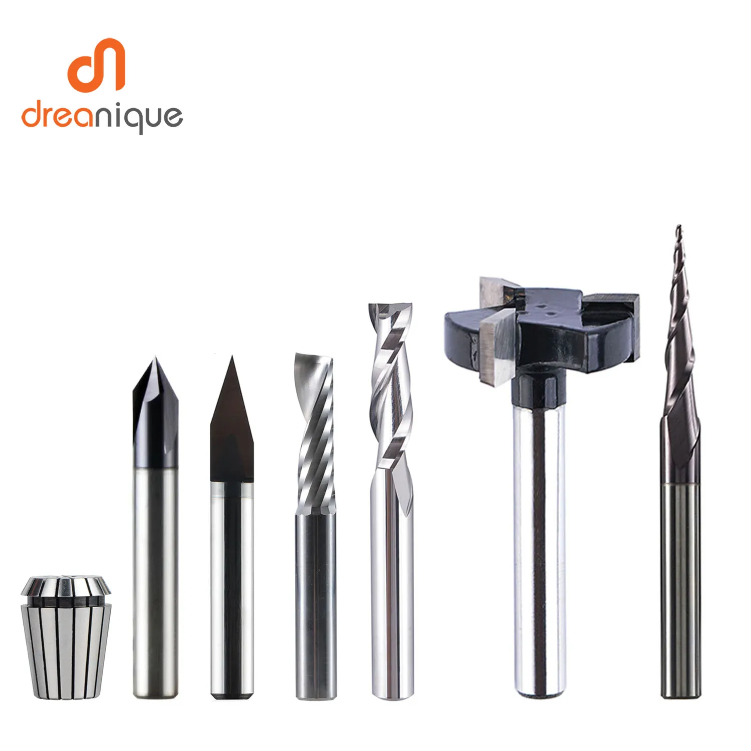 Dreaique-7pcs-set-6mm-Shank-Solid-Carbide-Router-Bits-Essential-Kit-End ...