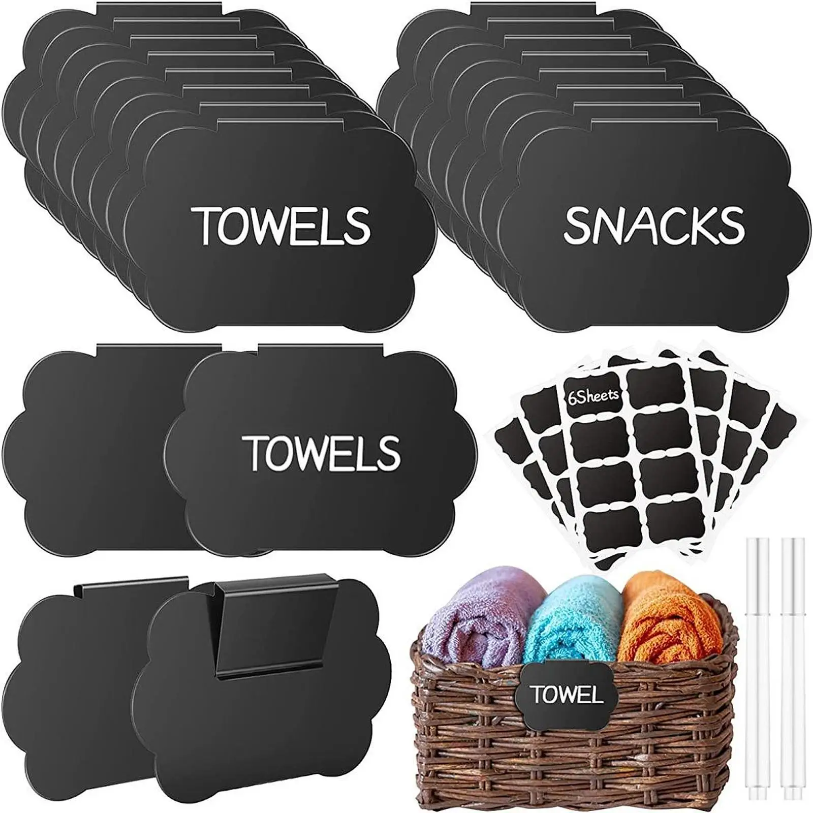 10x Black Square Detachable Basket Label Clip Classification Label for ...
