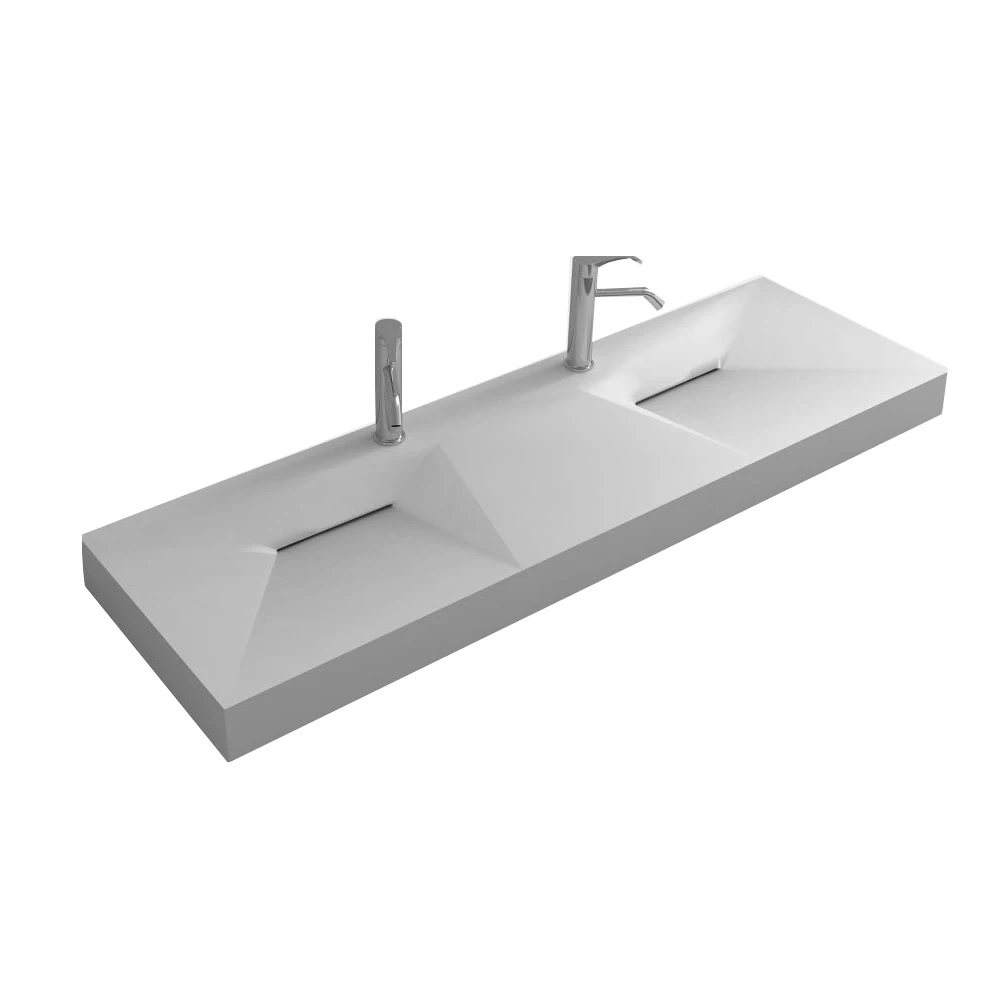 Bathroom Rectangular Wall Hung Vessel Sink Matt Solid Surface Stone ...