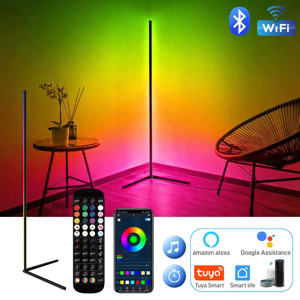 Woonkamer-Dimbare-Rgb-Hoek-Vloerlamp-140Cm-Stand-Smart-App-Led ...