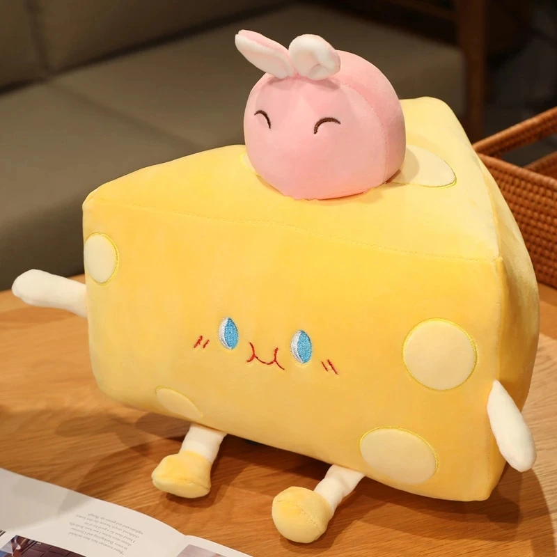1pc Kawaii Cheese Plushie Toys Simulation Pillow Stuffed Soft Creative ...