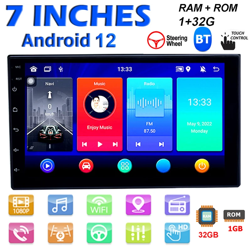 Android-12-R-dio-Do-Carro-Autoradio-32G-7-Polegada-Universal-WIFI-GPS ...