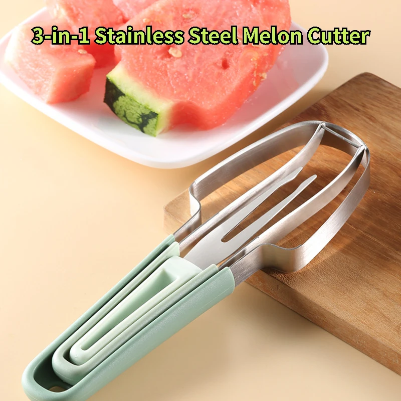 3-in-1-Stainless-Steel-Melon-Cutter-Slicer-Watermelon-Scoop-Corer ...
