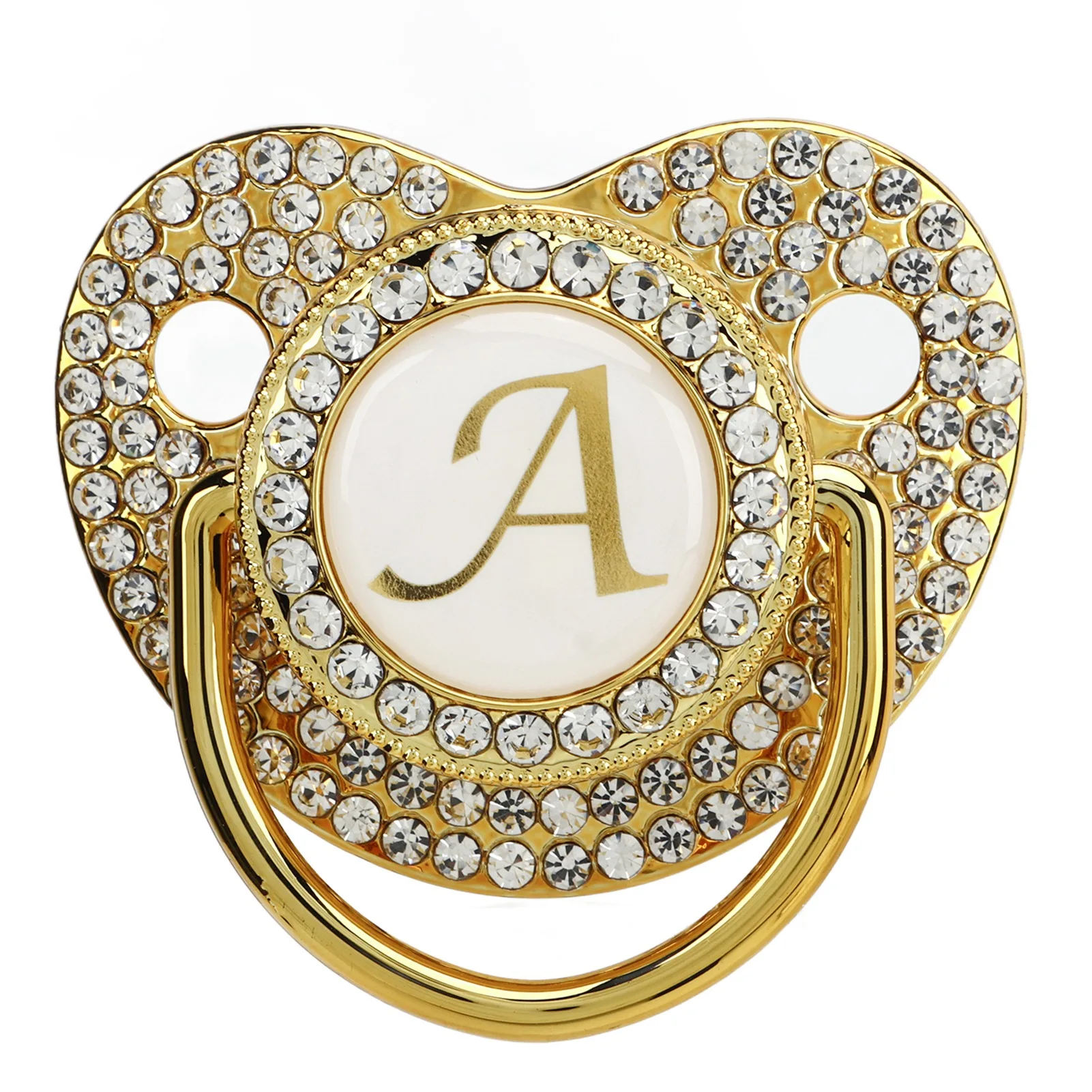 Baby-Bling-Pacifier-Golden-Pacifier-Clip-Letter-Curved-Pacifier-with ...