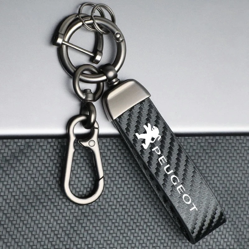 Carbon-Fibre-Car-Keychain-Key-Ring-Pendant-Business-Gifts-For-Peugeot ...