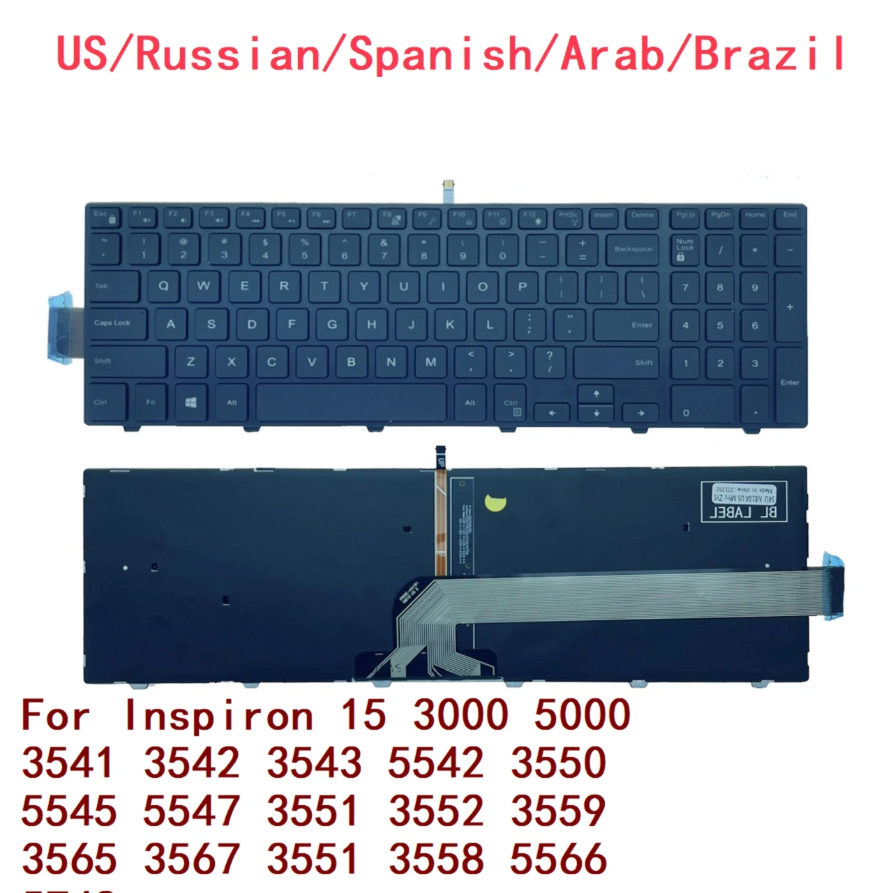 US-RU-SP-AR-BR-Backlit-Keyboard-For-Dell-Inspiron-15-3000-5000-3541 ...