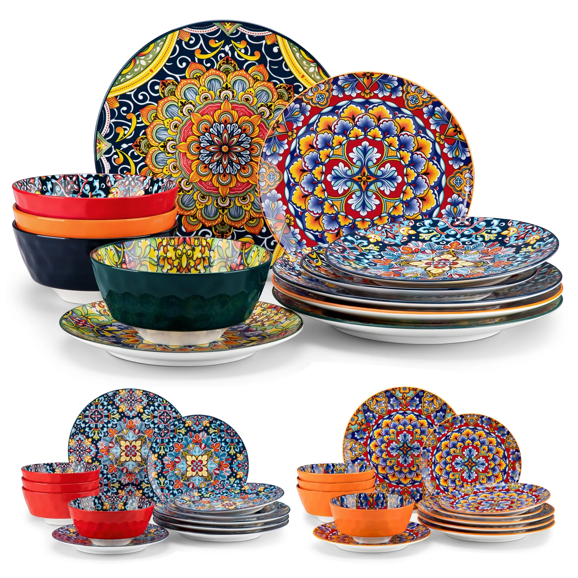 vancasso 12/24 Piece New Bohemian Ceramic Dinnerware Plates Porcelain ...