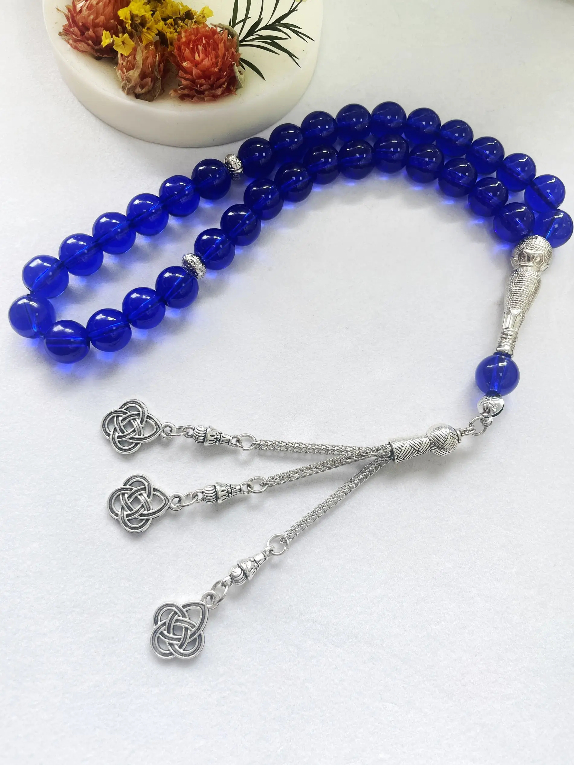 33pcs 10mm Porcelain Glass Rosary Muslim Prayer Hand String Tassel ...