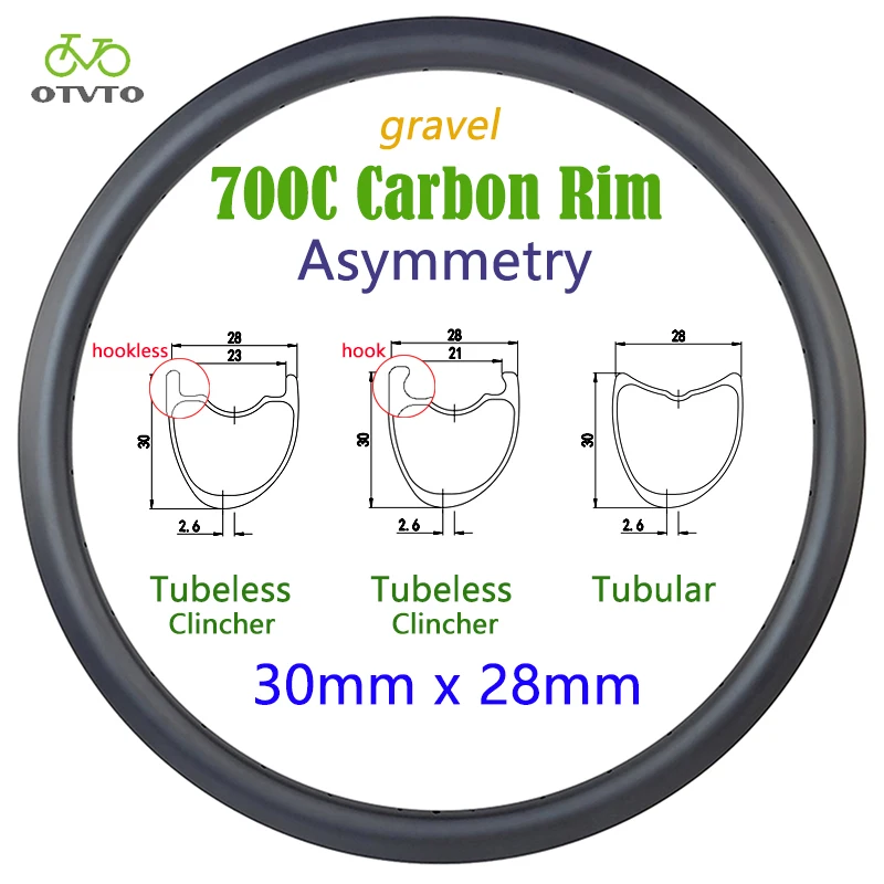 700c-Carbon-Rim-Gravel-Bicycle-Wheels-Asymmetric-30mm-28mm-Tubeless ...