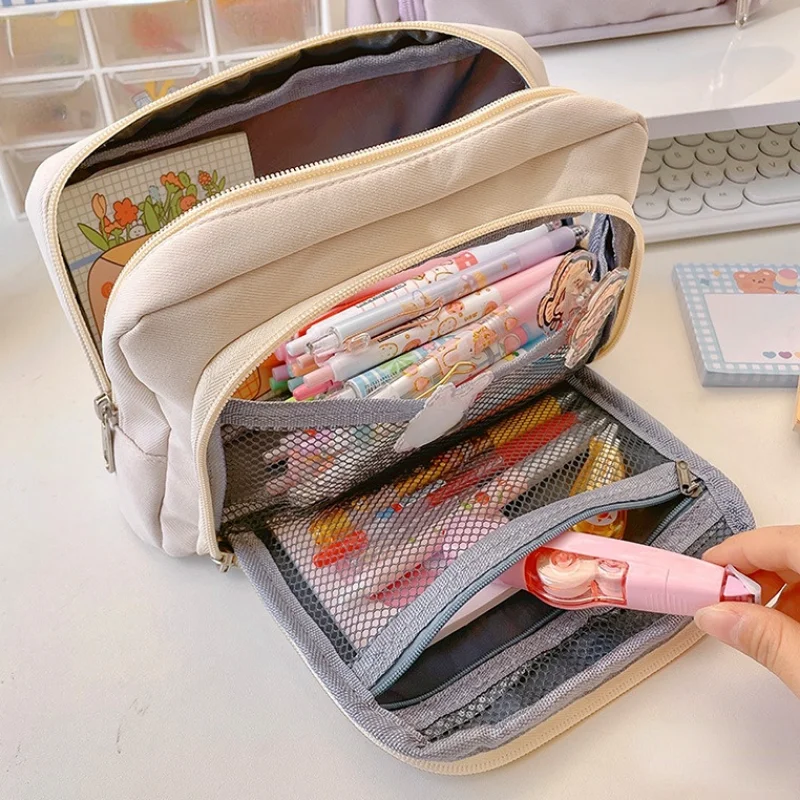 Large Capacity Pencil Bag Aesthetic School Cases Girl Kawaii Stationery ...