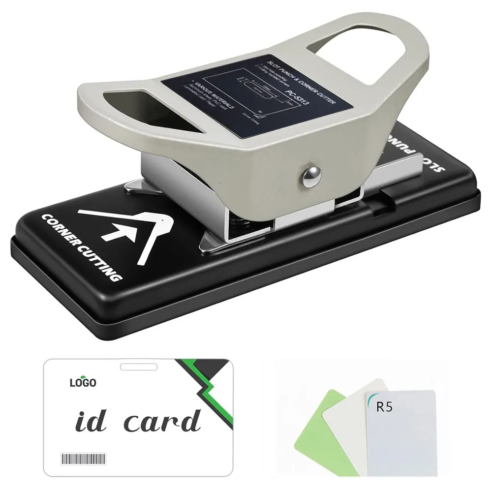 2-in-1 ID card slot punch (3 x 13mm) and R5 card corner trimmer, dual ...