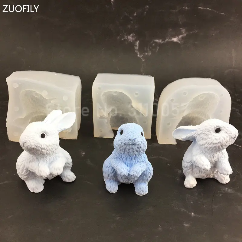 Large 3D Rabbit Mold Silicone Candle Mold Left Right Easter Bunny Cake ...