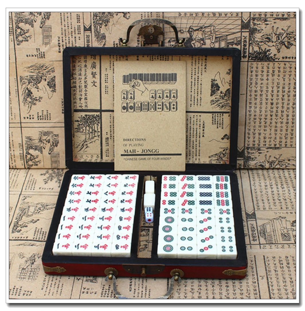 Chinese Numbered Mahjong Set 144 Tiles Mah-Jong Set Portable Chinese ...