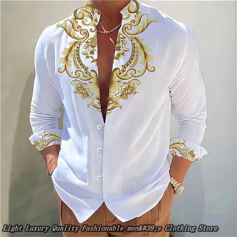 2024 new 8-color men's shirt 3D printing shirt high-definition pattern ...