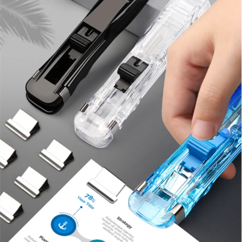 Mini-Traceless-Reusable-Hand-Clamp-Push-Stapler-Paper-Book-File-Office ...
