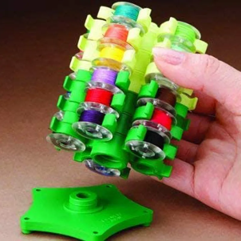 Sewing-Bobbins-Tower-Storage-Clips-Stand-for-30-Thread-Spool-Plastic ...