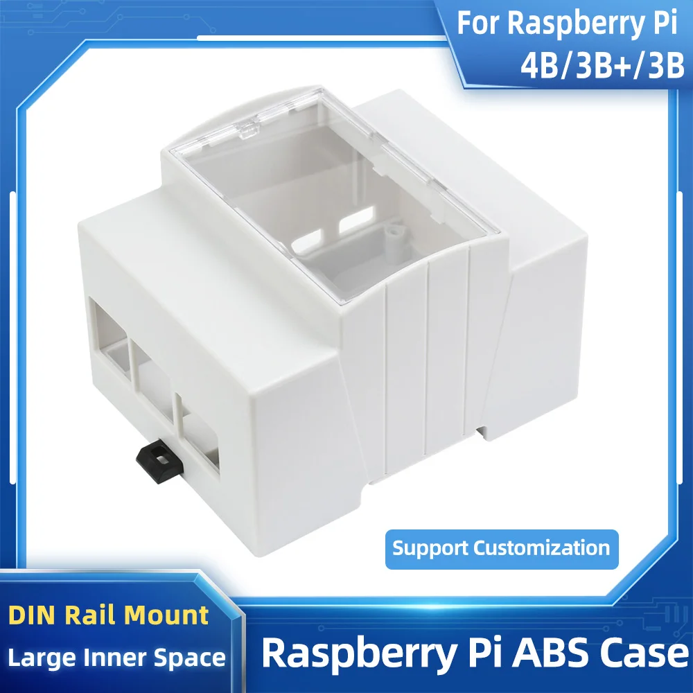 Raspberry Pi 4 Model B ABS Case DIN Rail Mount Large Inner Space Shell ...