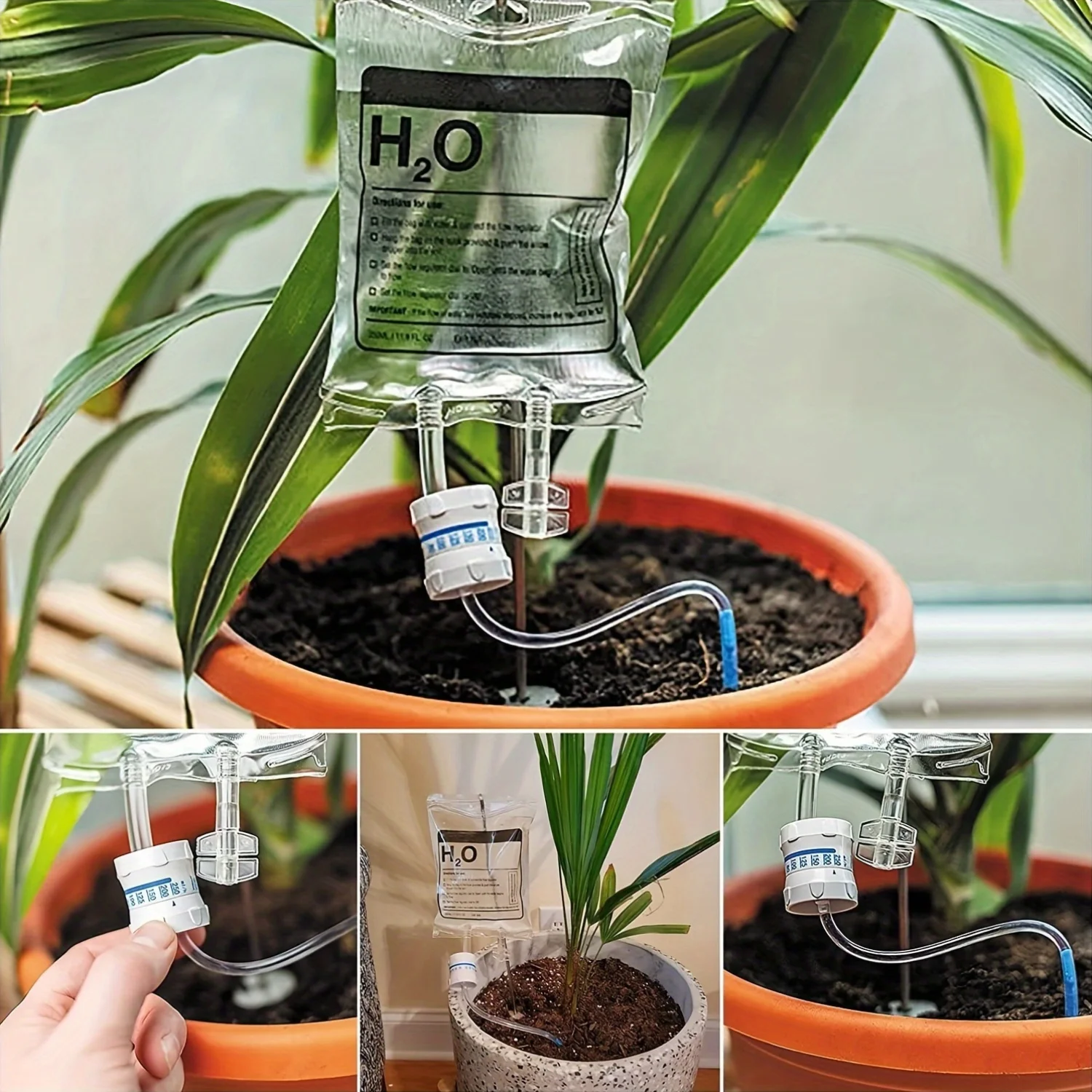 Plant Self Watering System, 350ml Adjustable Flow Drip Irrigation Bag ...