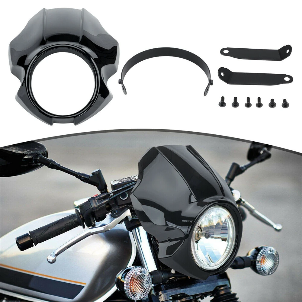 Vivid Black Motorcycle Front Headlight Fairing Windshield Cover Kit For ...