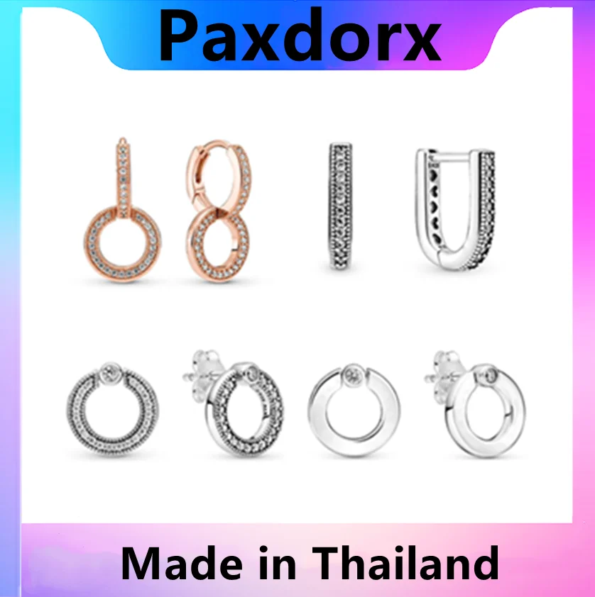 2023 Original S925 Sterling Silver Pando Rose Gold Circular Earring With Crystal Surround ...