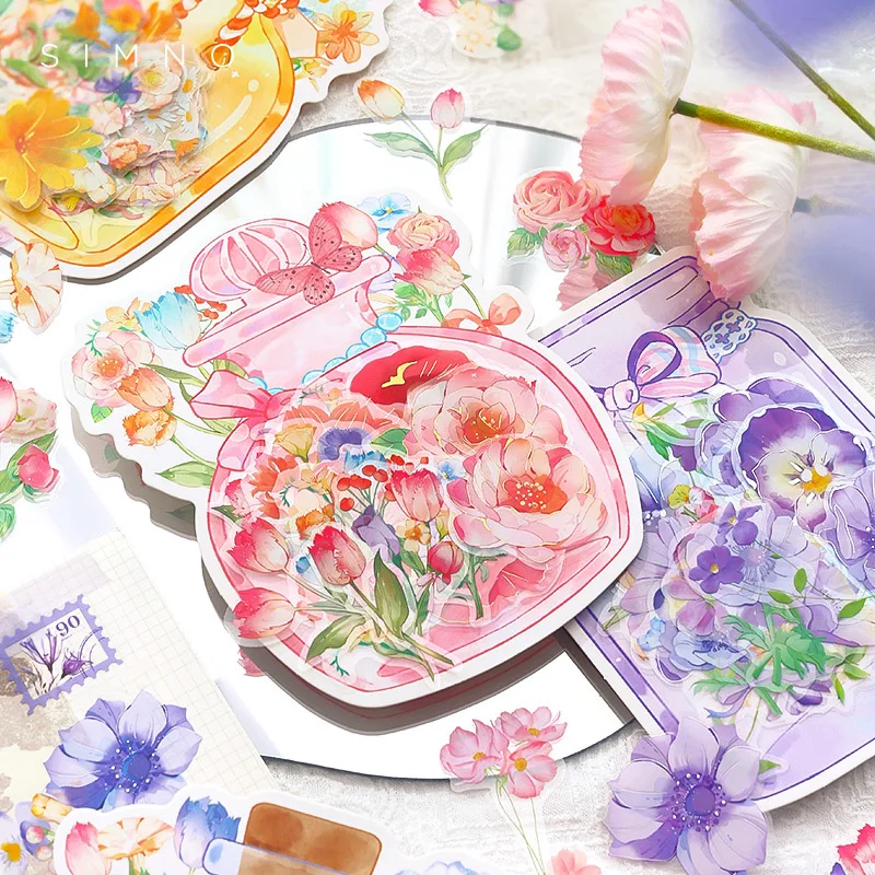 30pcs-Romantic-Flower-Decorative-Stickers-Pack-Vintage-Material-Craft ...