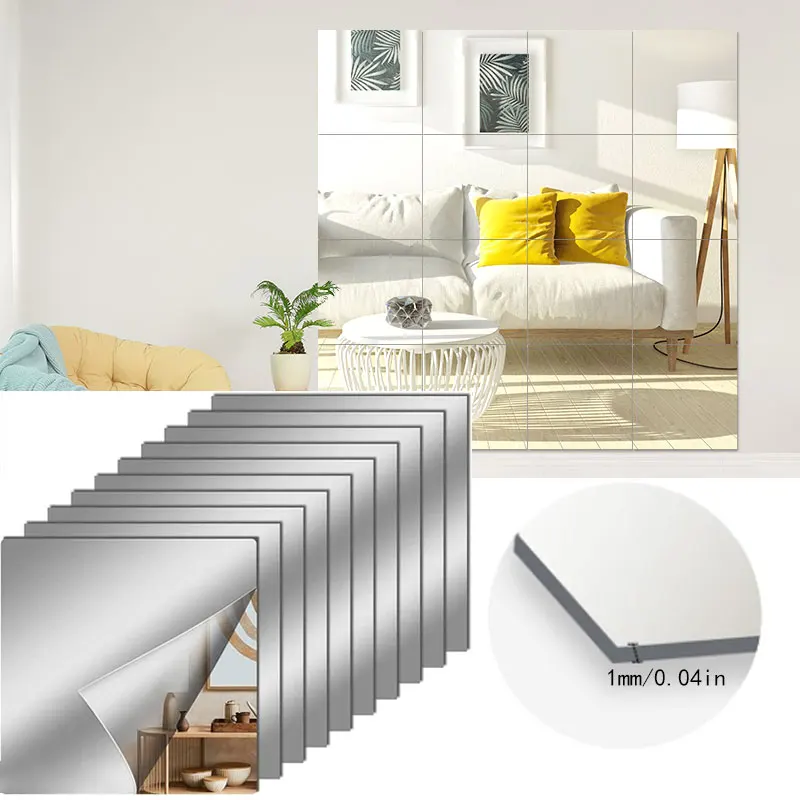 30-30cm-Self-Adhesive-Mirror-Tiles-Square-Cuttable-Mirror-Wall-Stickers ...