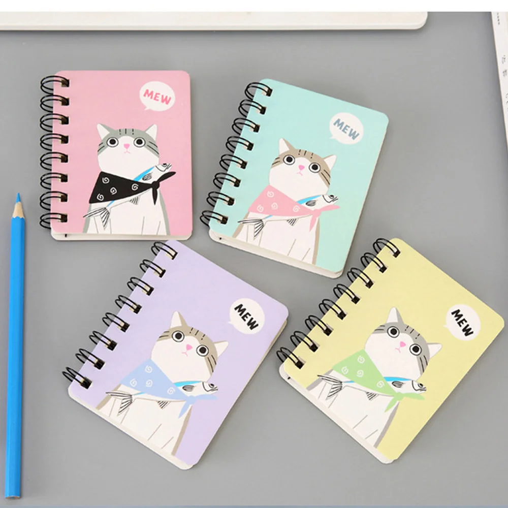 A7 Mini Spiral Notebook Cartoon Cat Notepad Kawaii Personal Diary ...