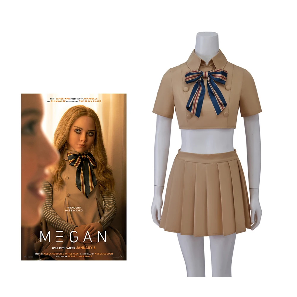 Movie M3GAN Cosplay Costume Megan AI Doll Robots Dress Top Skirts Full ...