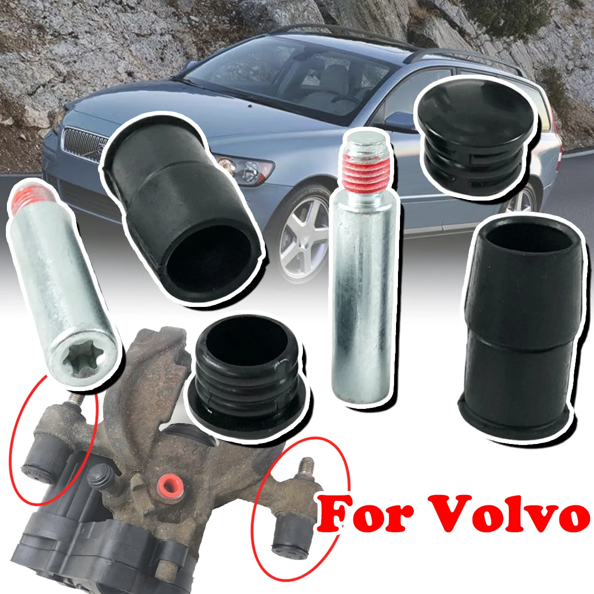 Front Brake Caliper Slider Guide Pins Bolt Kit For Volvo V50 V70 S40 ...