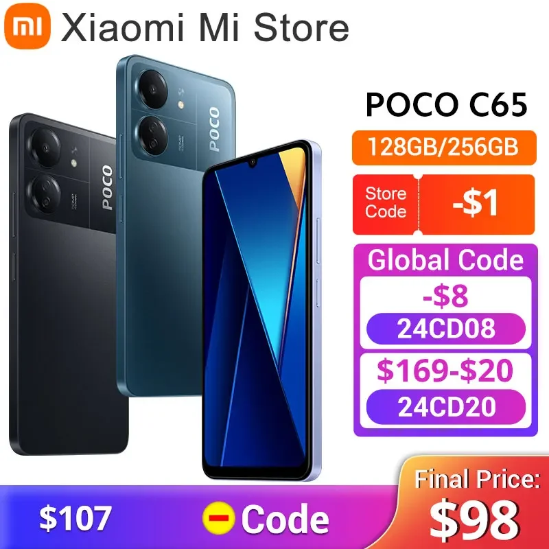 Global Version POCO C65 NFC 6GB+128GB/8GB+256GB MediaTek Helio G85 6.74" 90Hz Display 50MP ...