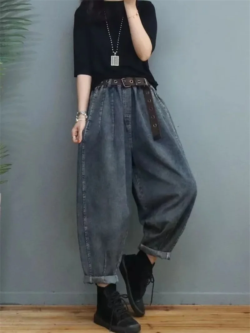 2025 Autumn/Winter Fashion Minimalist Nine Point Jeans Women Vintage ...