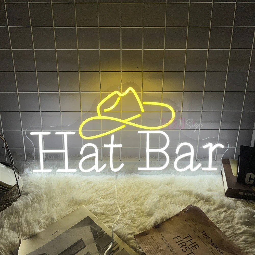 Hat-Bar-LED-Neon-Sign-Lights-Bar-Neon-LED-Sign-Room-Decor-Wall-Art-Neon ...