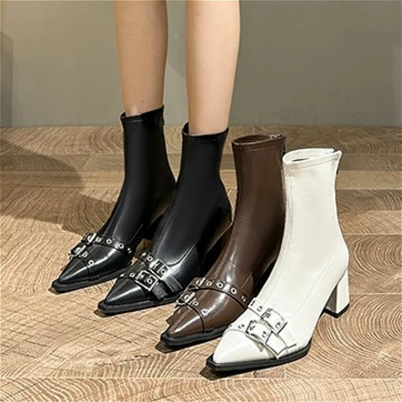 New-Autumn-winter-Fashionable-Elegant-Trendy-Short-Boots-with-Pointed ...
