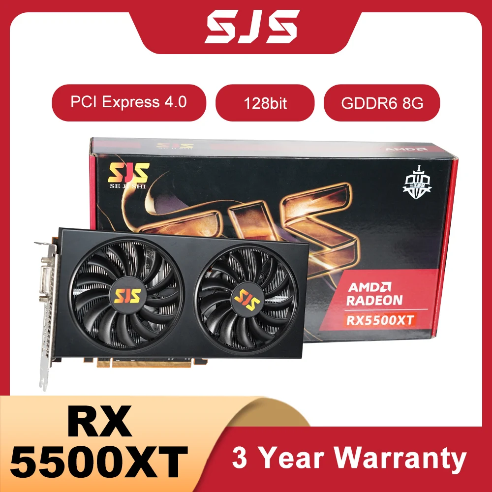SJS RX5500XT 8G Mining Graphics Card 8G 128bit GDDR6 RX 5500 XT 8gb DVI ...
