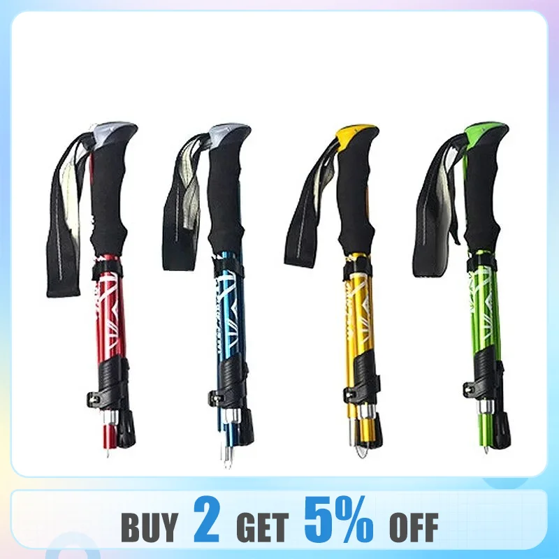 5-Section-Outdoor-Fold-Trekking-Pole-Camping-Portable-Walking-Hiking ...