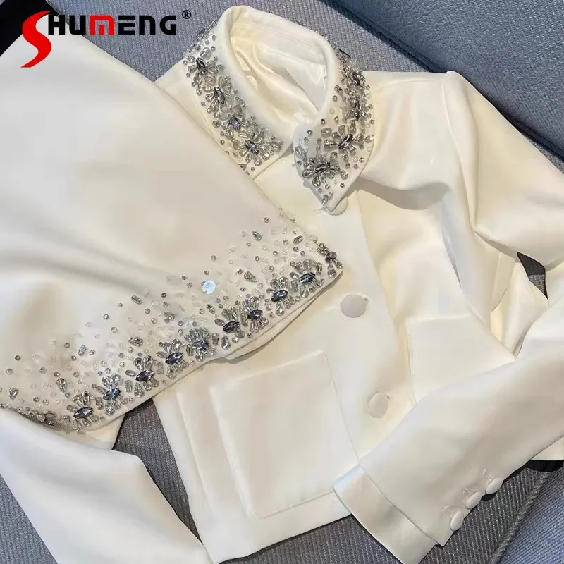 Autumn-New-Classic-Heavy-Industry-Elegant-White-Short-Coat-Mid-Length ...