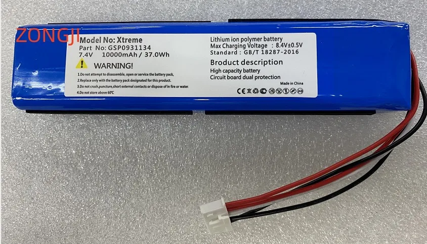New Battery 10000mAh/7.4V GSP0931134 Battery for JBL Xtreme 1 Speaker ...