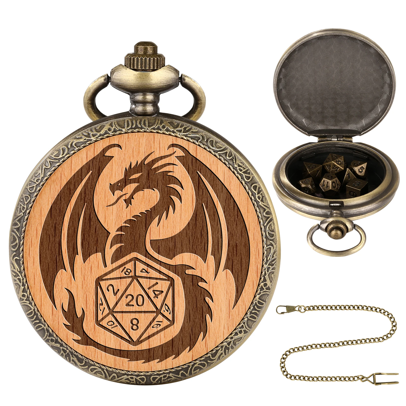 YISUYA Mini DND Dice Set, Laser Engraved Pocket Watch Shell Case, 7pcs ...