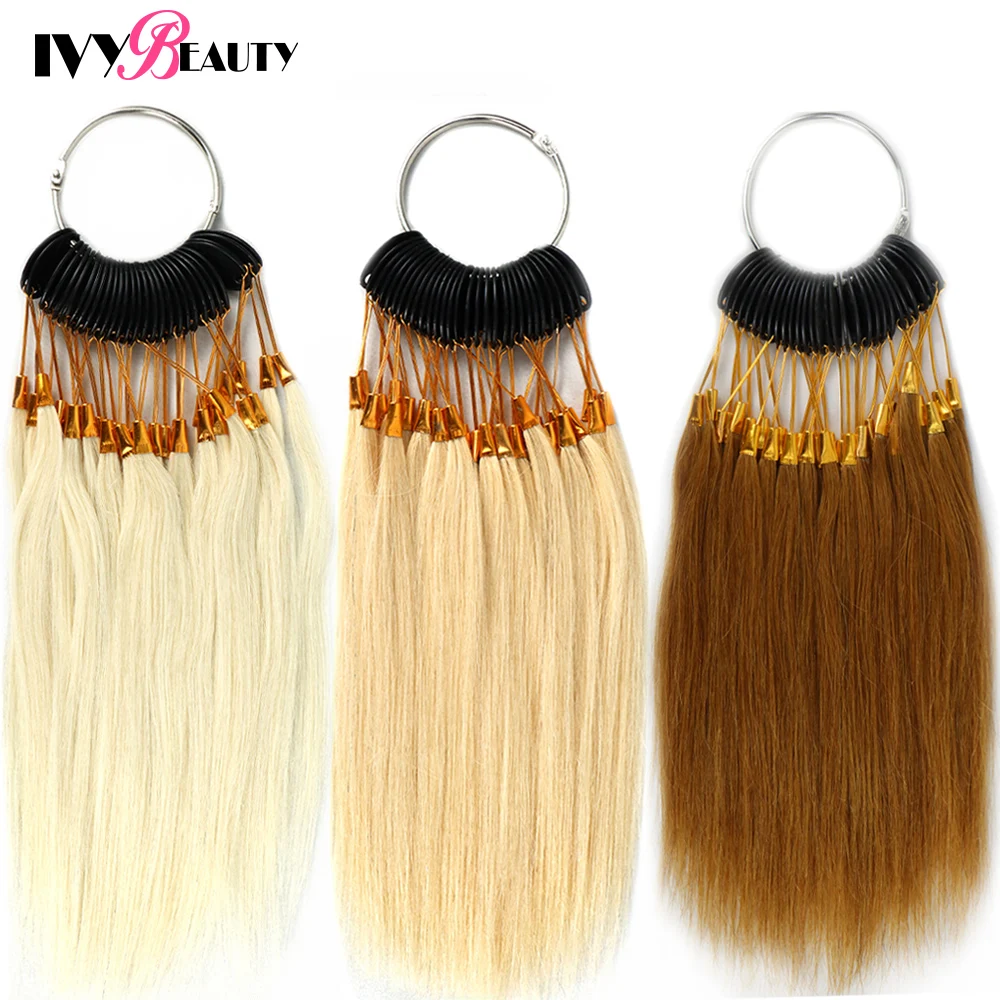 30 Strands/Set Hair Color Rings 100% Human Hair Swatches Test Color ...