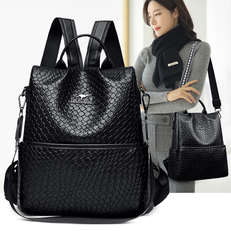 Oil-wax-Stone-pattern-High-Quality-Leather-Backpack-Teenage-Girls ...