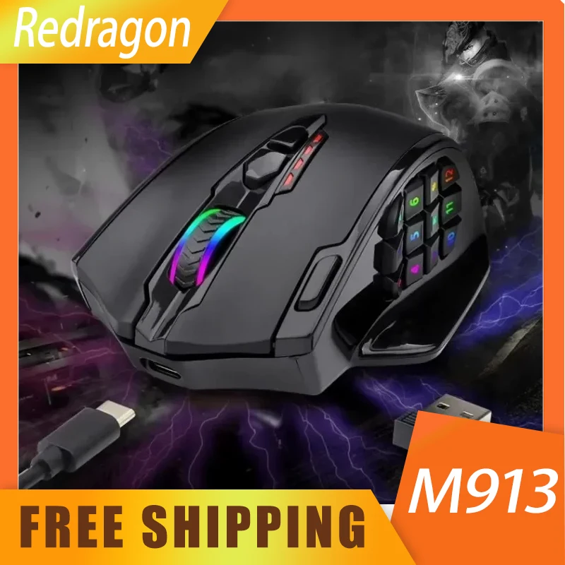 Redragon-M913-Mouse-Wireless-Dual-Mode-Rgb-Side-Key-Macro-Mouse ...