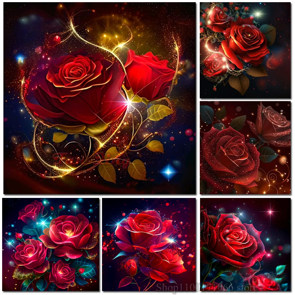 5d-New-Arrival-Diy-Diamond-Painting-Red-Rose-Flower-Full-Diamond ...