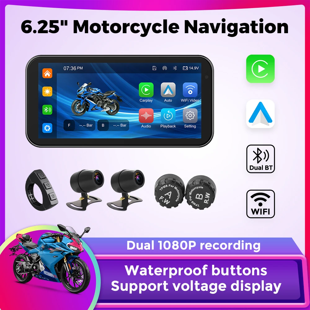 Motorcycle-Wireless-Carplay-Android-Auto-Display-6-25Inch-Waterproof ...
