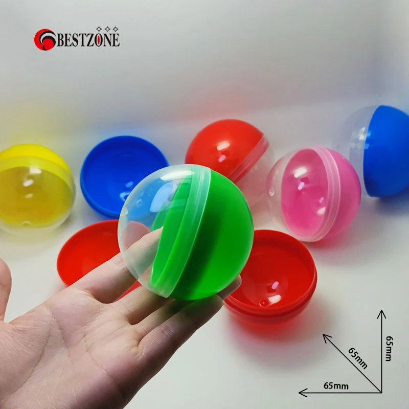 20Pcs 65MM Half Transparent Half Colored Surprise Ball Plastic Toy ...