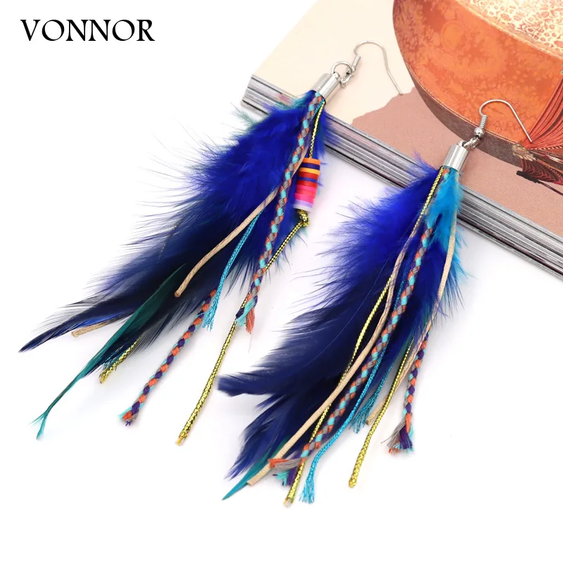 VONNOR-Jewelry-Long-Earrings-for-Women-Boho-Hyperbole-Feather-Drop ...