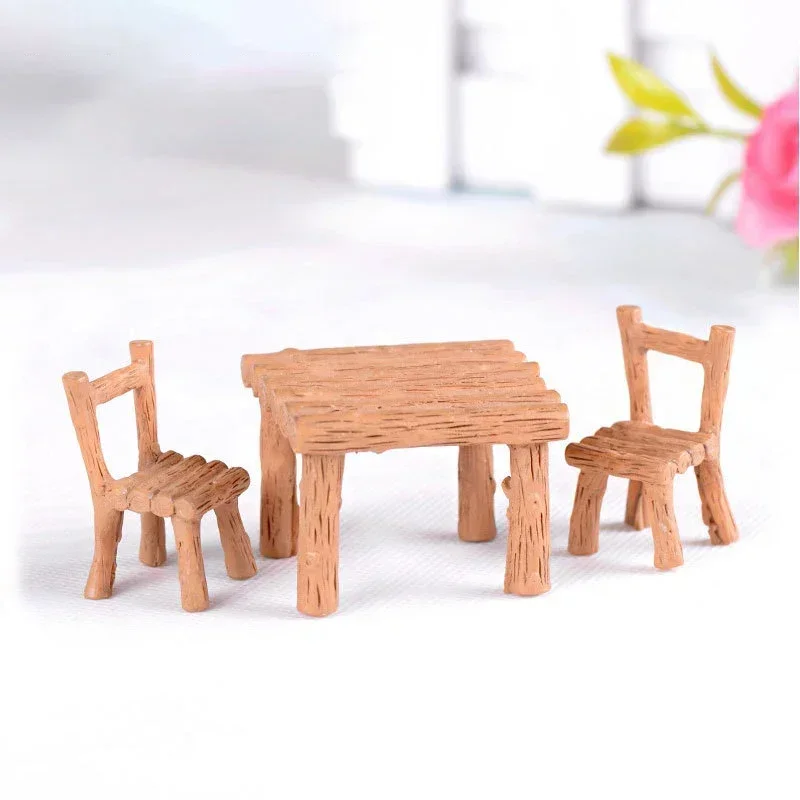 3pcs-set-New-Cute-Table-Chair-Miniature-Park-Seat-Mini-Long-Wood-Bench ...