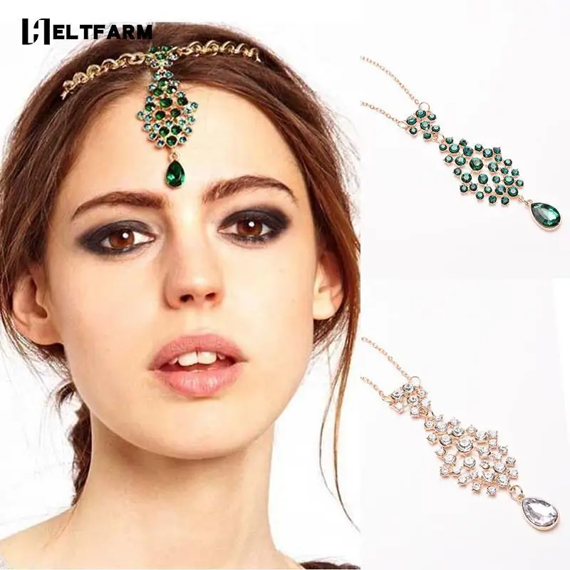 Verde imitação strass grampo de cabelo indiano princesa estilo étnico ...